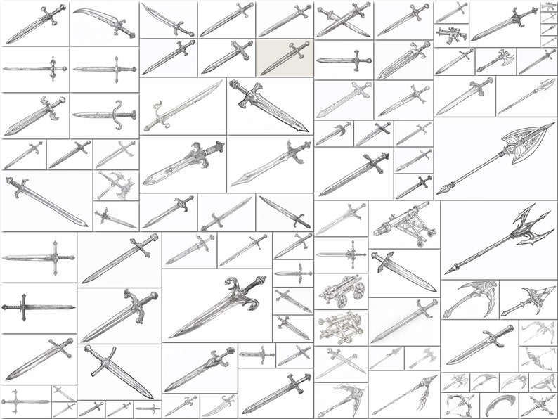 200 Swords and Weapons Procreate Stamps Swords and Weapons Designs ...
