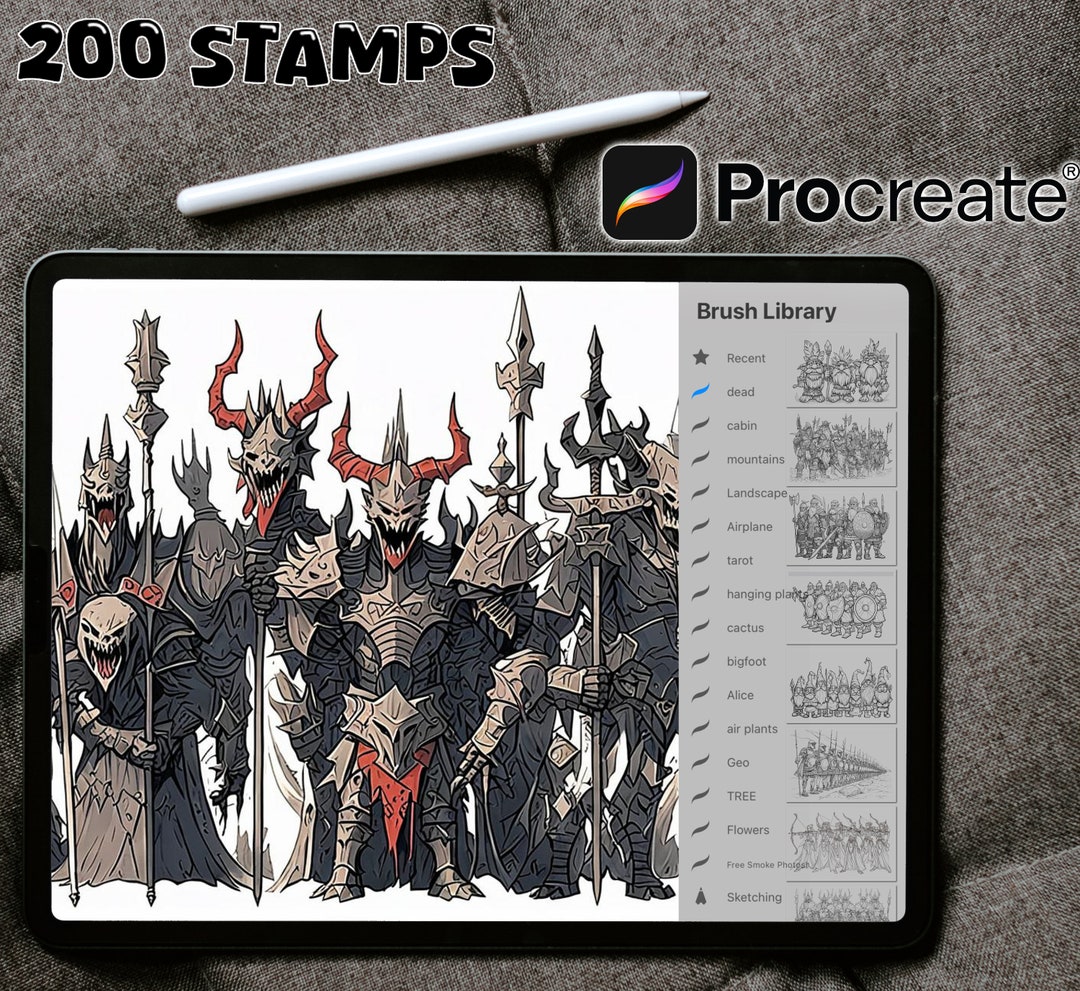 200 Procreate Fantasy Army Stamps, Army Stamps, Photoshop Stamps ...