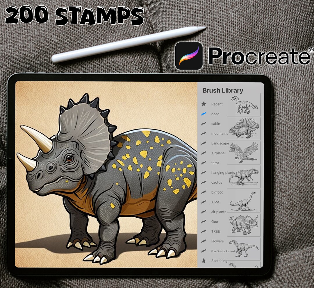 200 Dinosaur Procreate Stamps ~ Dinosaur Designs - Etsy