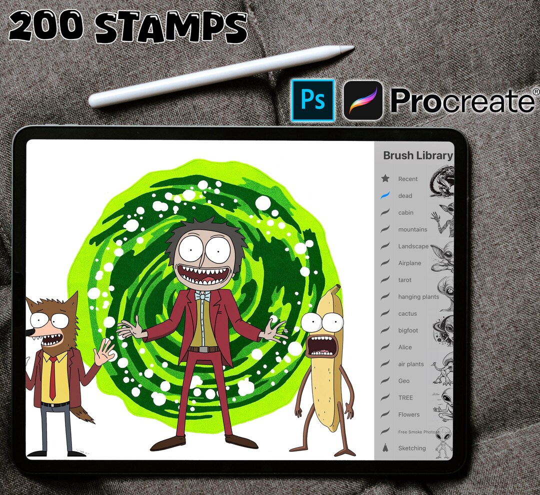 200 Procreate Cartoons ~ Rick Cartoon Morty Network Style Stamps ...