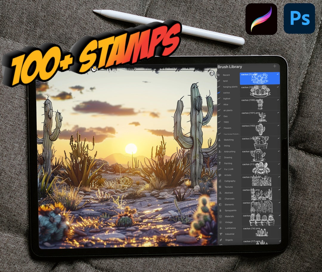 100+ Cactus Stamps for Procreate, Procreate Cactus Stamp Brushes ...