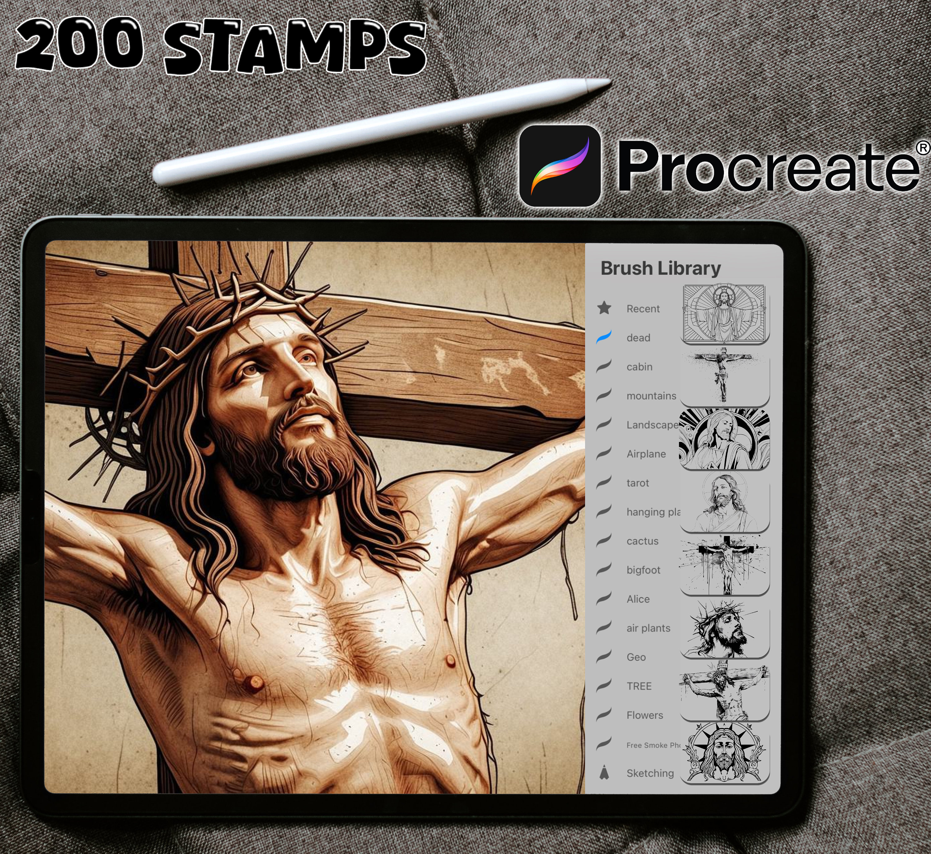 Jesus Christ Stamps for Procreate, 200 Digital Stamps Brushes ...