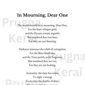 In Mourning, Dear One - Original Poetry (A4 Digital Print) - Etsy
