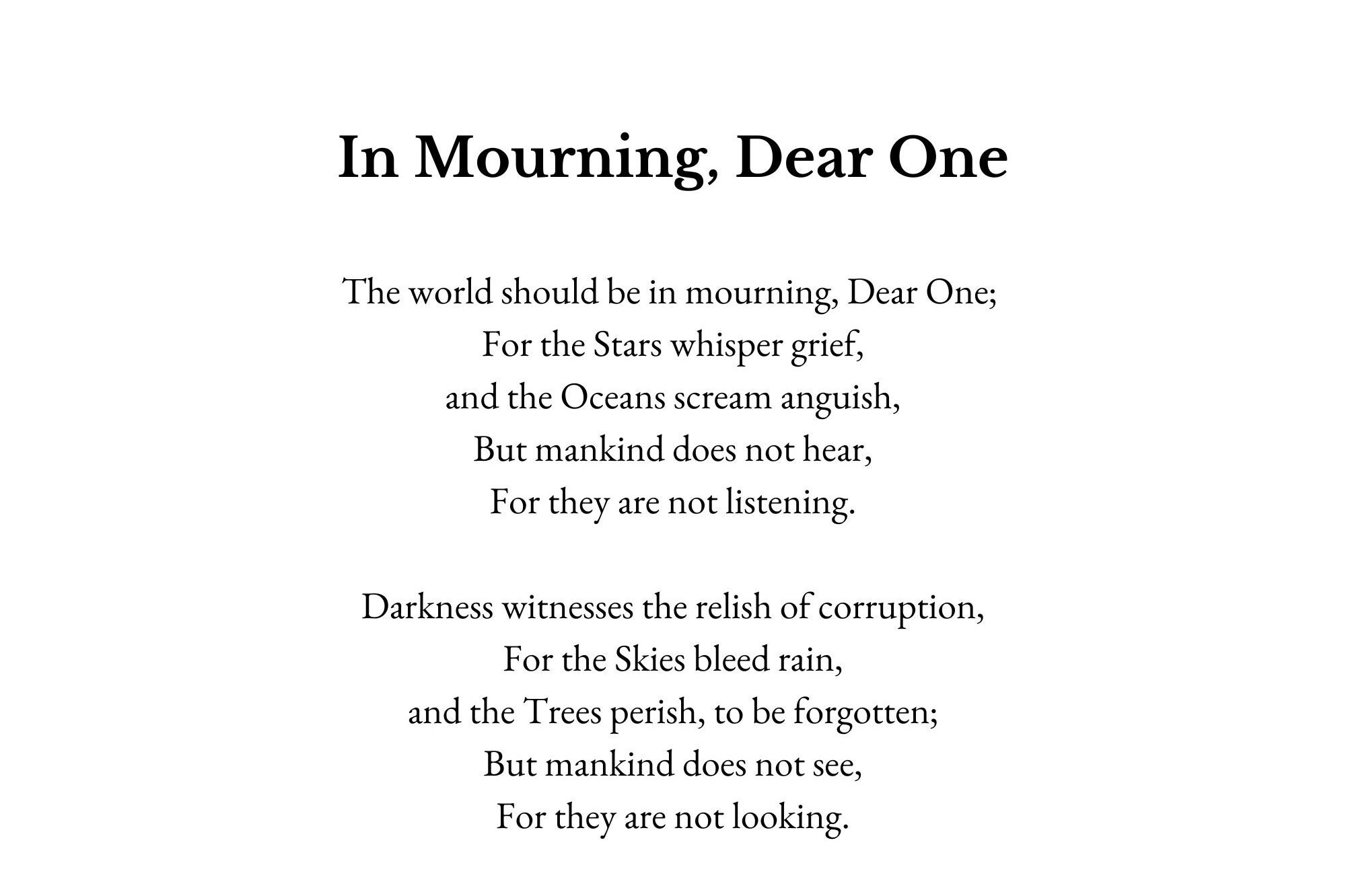In Mourning, Dear One - Original Poetry (A4 Digital Print) - Etsy