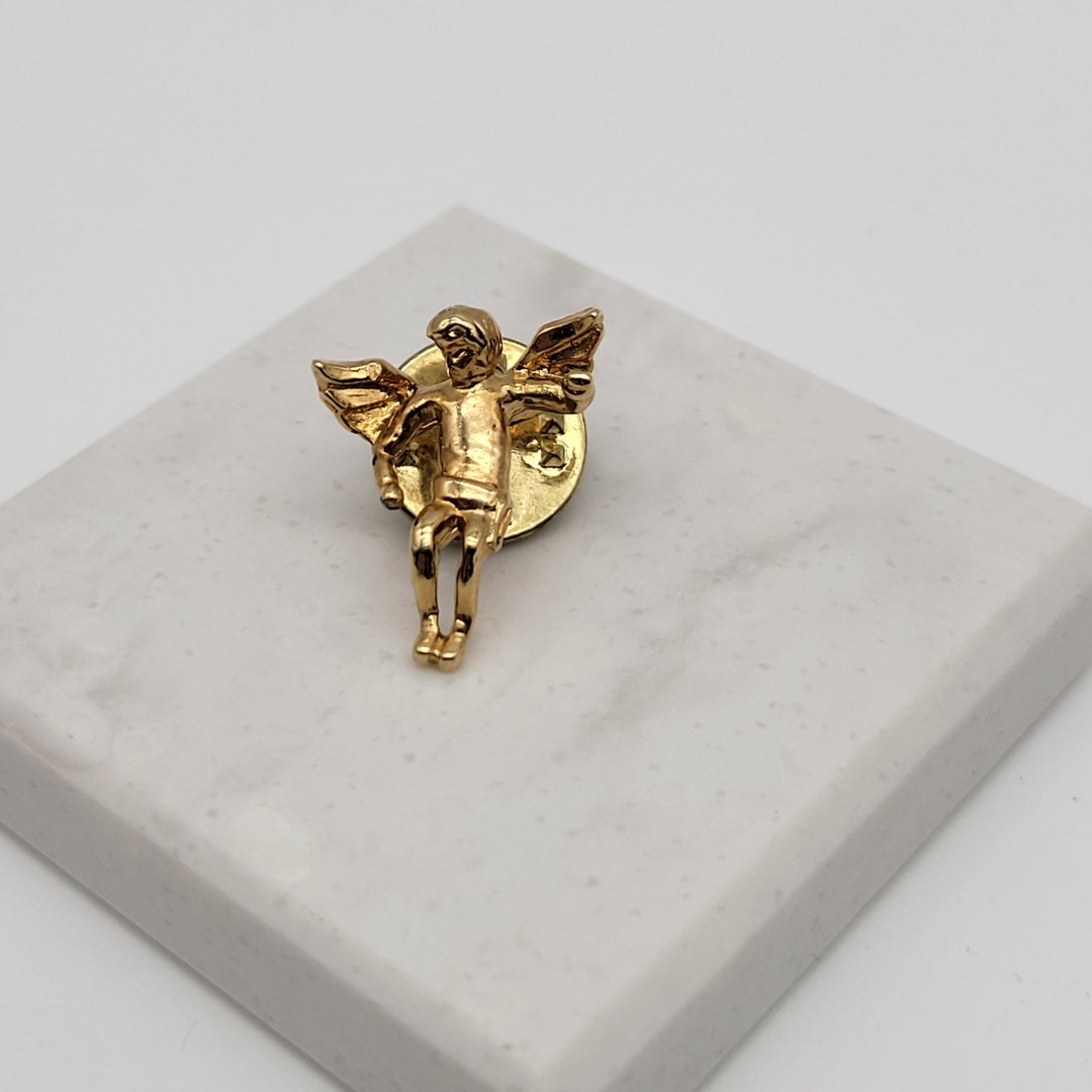 Tiny Angel Pin Guardian Angel Lapel Pin Gold Tone - Etsy