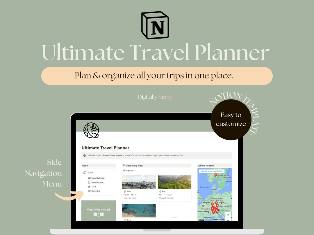 Travel Planner Notion Template, Travel Journal Itinerary Travel ...