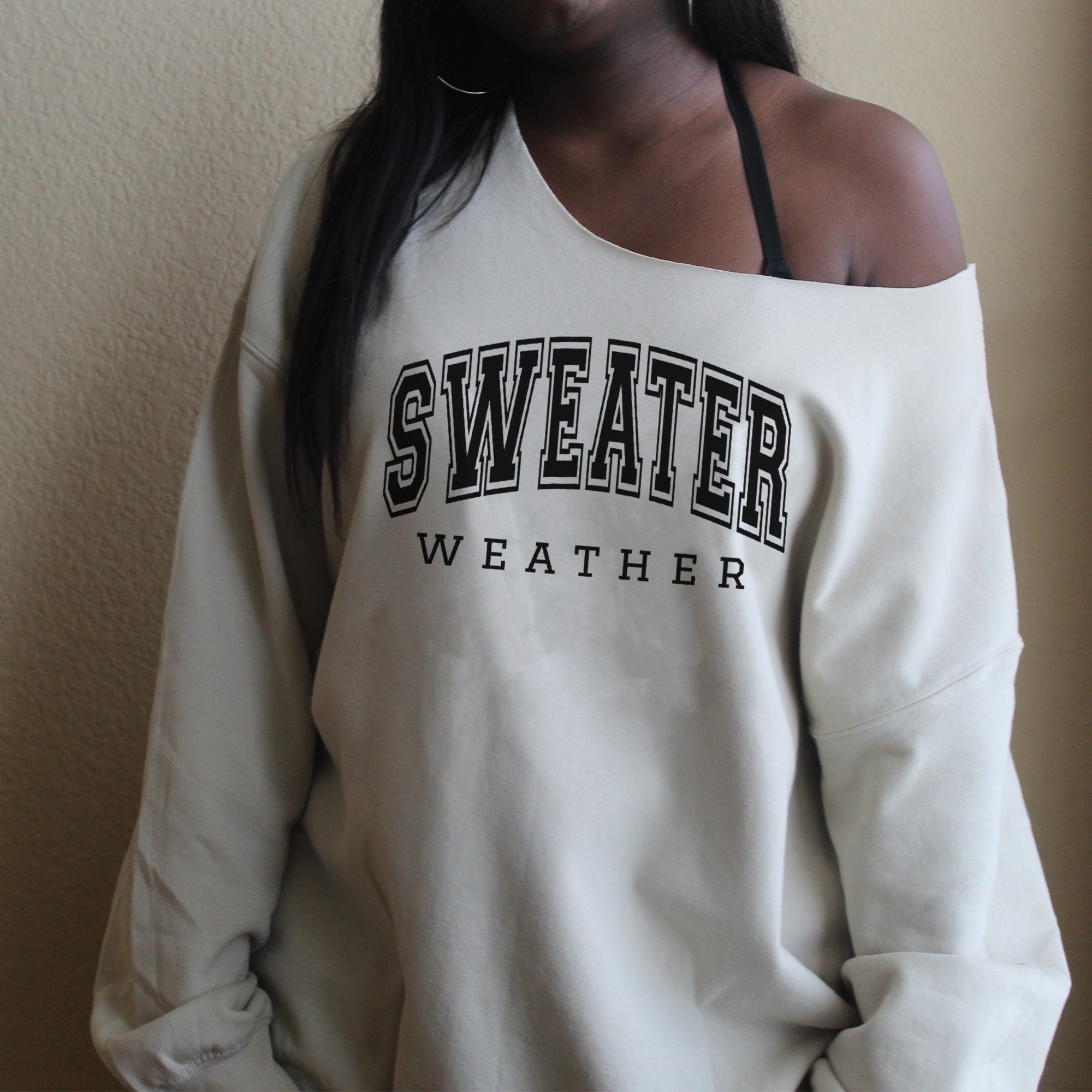 Off the Shoulder Fall & Autumn Sweatshirts With Raw Edge Neckline ...