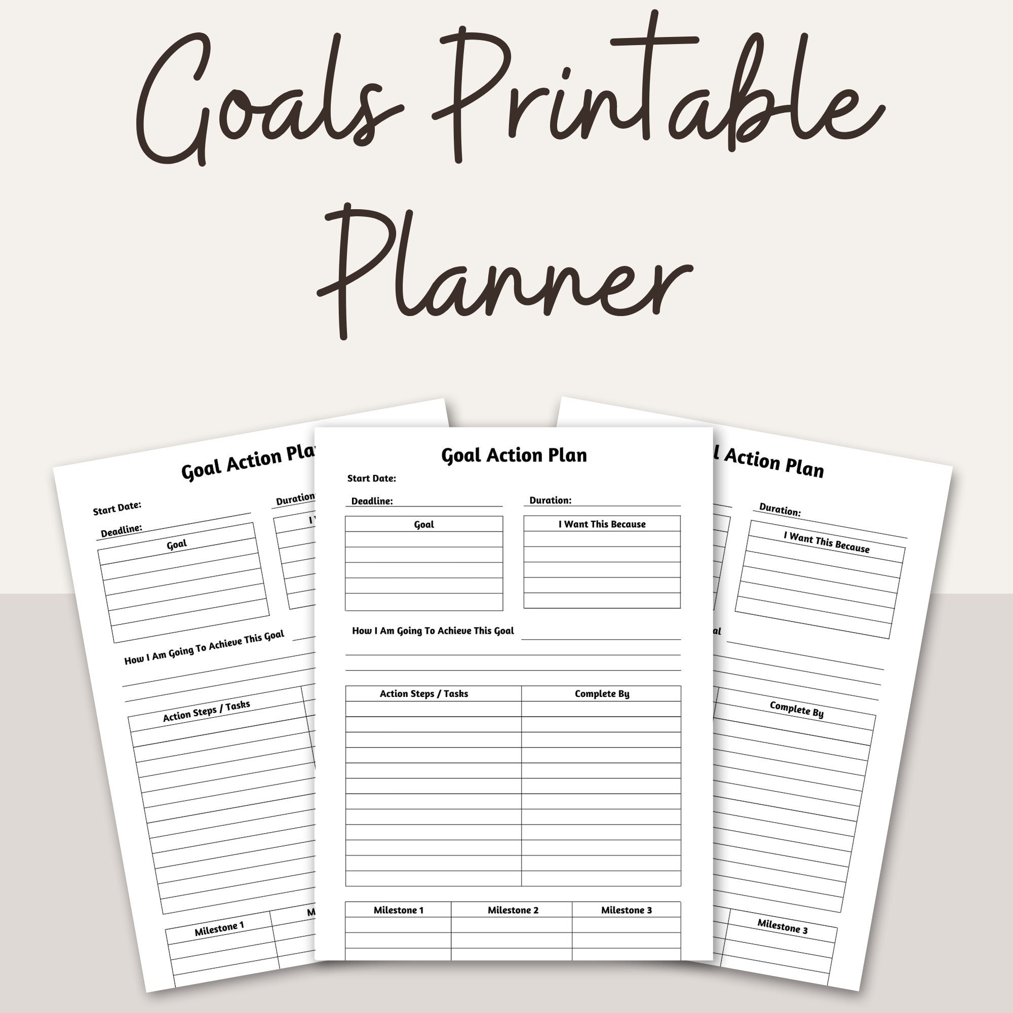 Goal Planner | Goal Planner Printable | Goal Planner Template | Goal ...