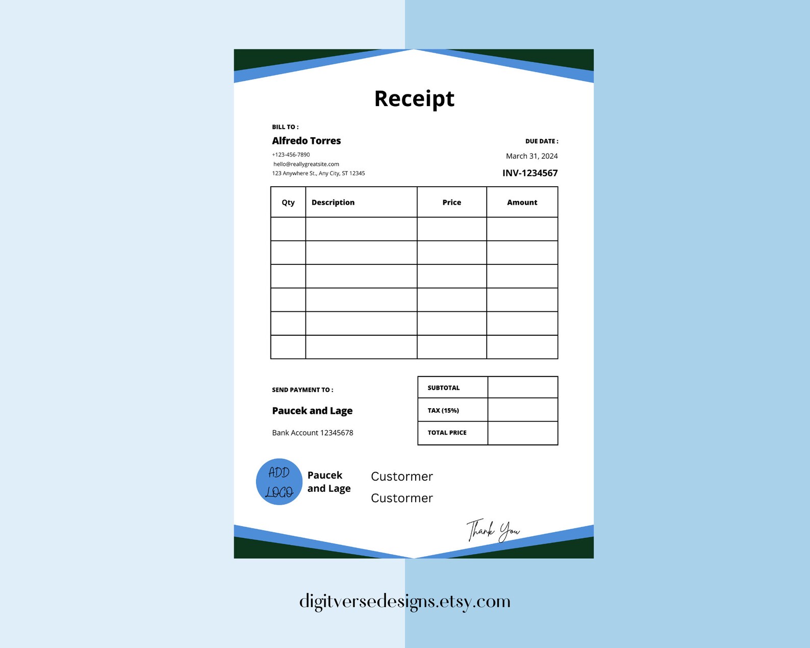 Business Receipt and Invoice Templates Efficient Business Invoice ...
