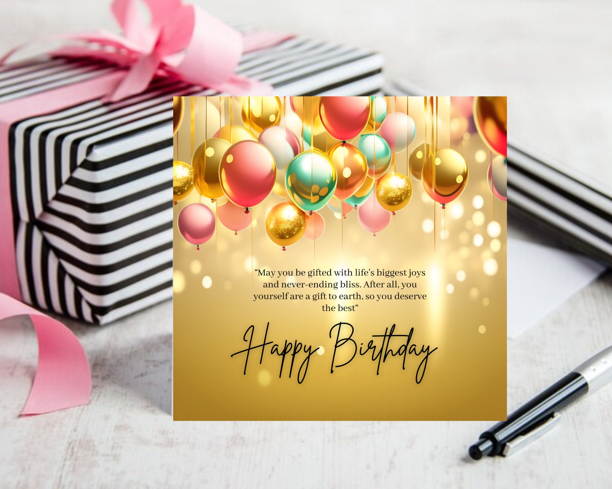 Gold Editable & Printable Happy Birthday Card | Modern Happy Birthday ...