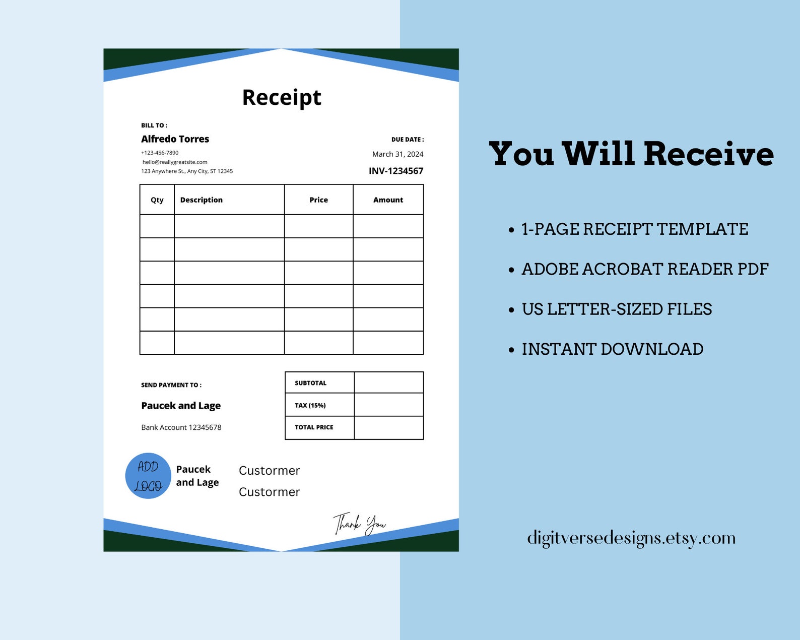 Business Receipt and Invoice Templates Efficient Business Invoice ...