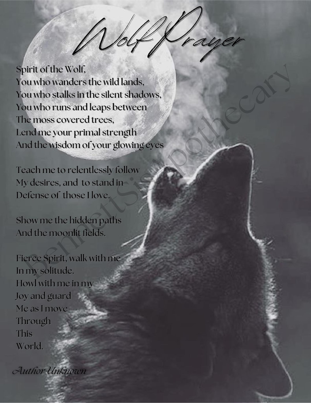 Wolf Prayer Digital Bundle, Wolf Moon Prayer, Spirit of the Wolf ...