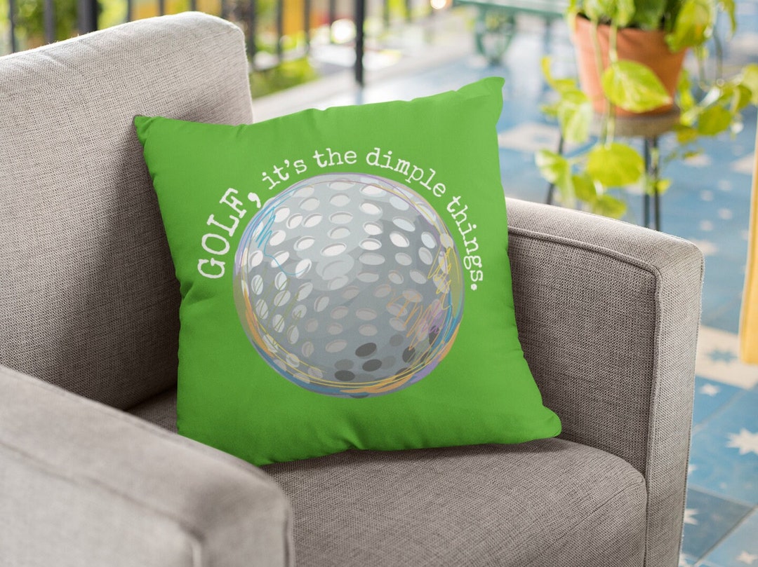 Golf Ball Golf It’s the Dimple Things Green Two Sided Polyester Square ...