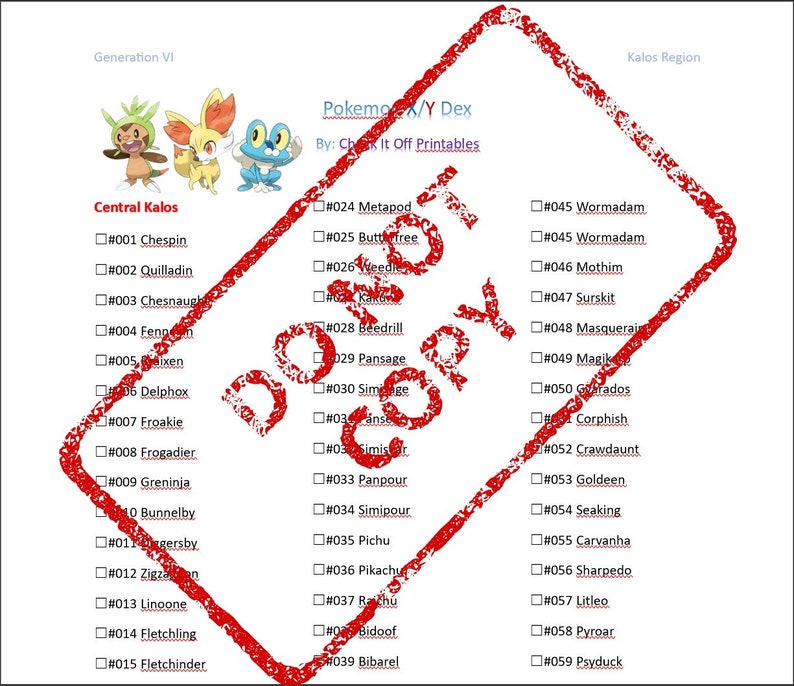 The Epic Pokemon X and Y Checklist: Embrace the Mega Evolution ...