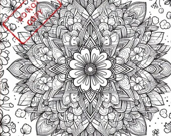 Intricate Floral Mandala Coloring Page - Etsy