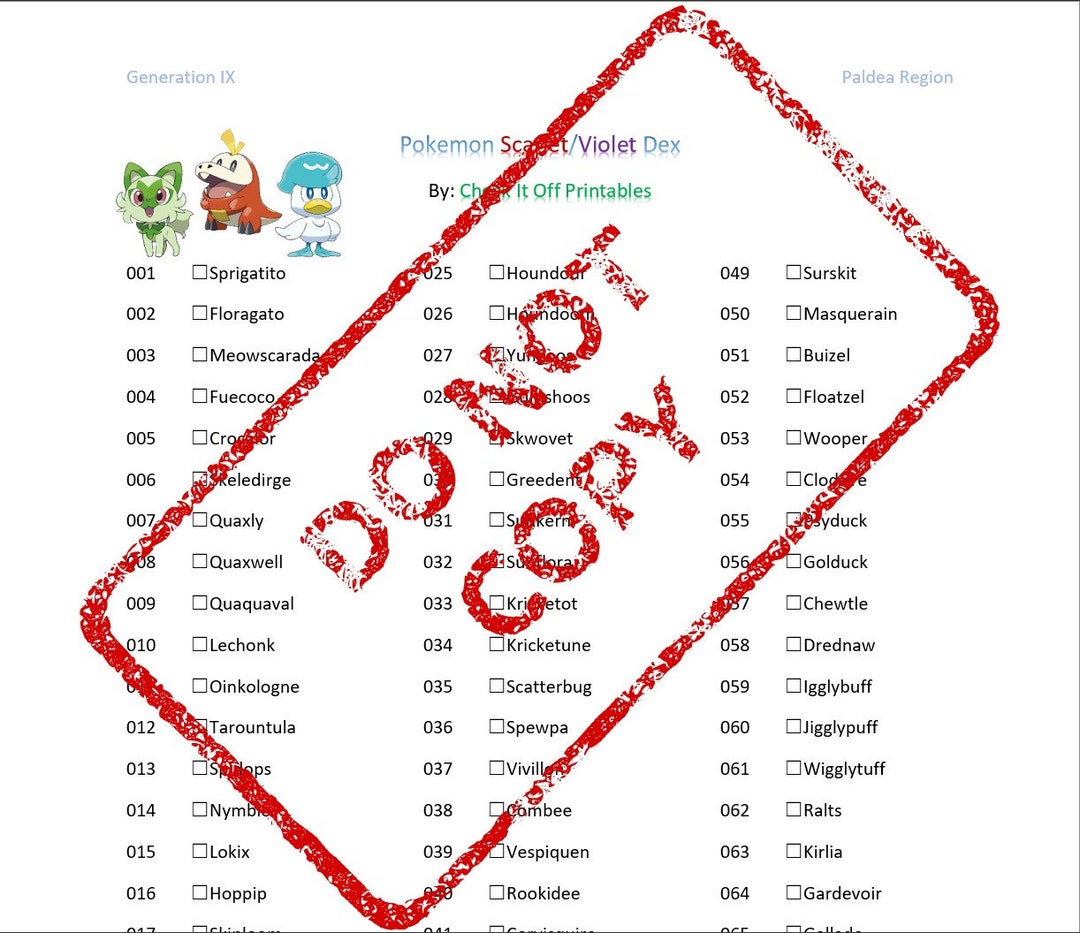 The Scarlet and Violet Pokemon Checklist Adventure: Unveil Dual Realm ...