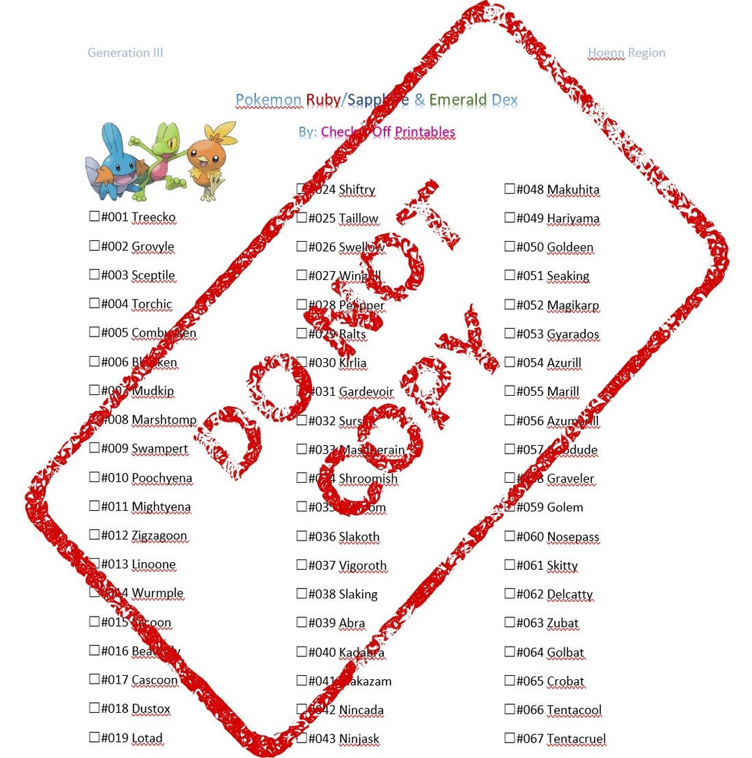 The Hoenn Pokemon Ruby and Sapphire Checklist: Venture Into the ...