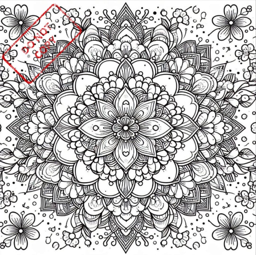 Intricate Floral Mandala Coloring Page - Etsy