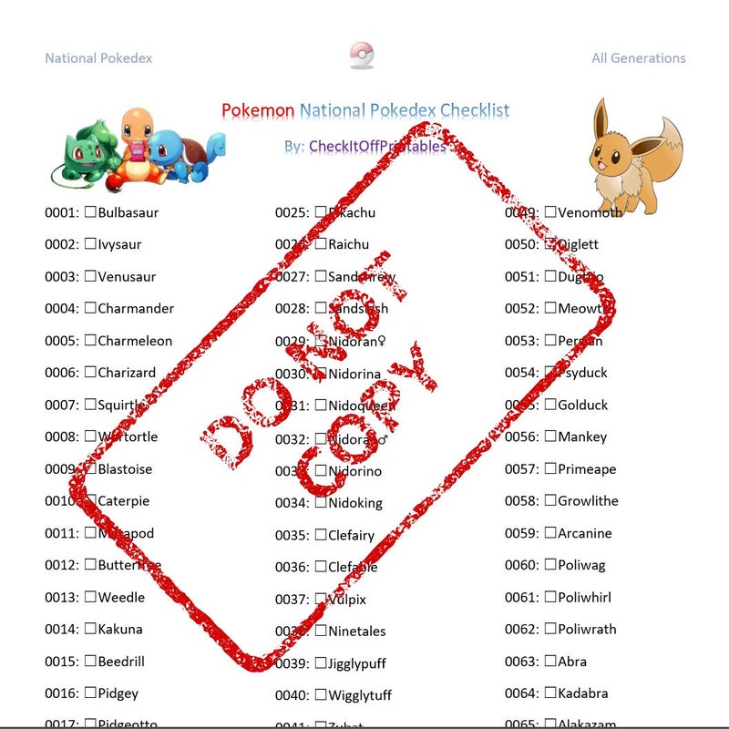 Printable Pokedex - Etsy