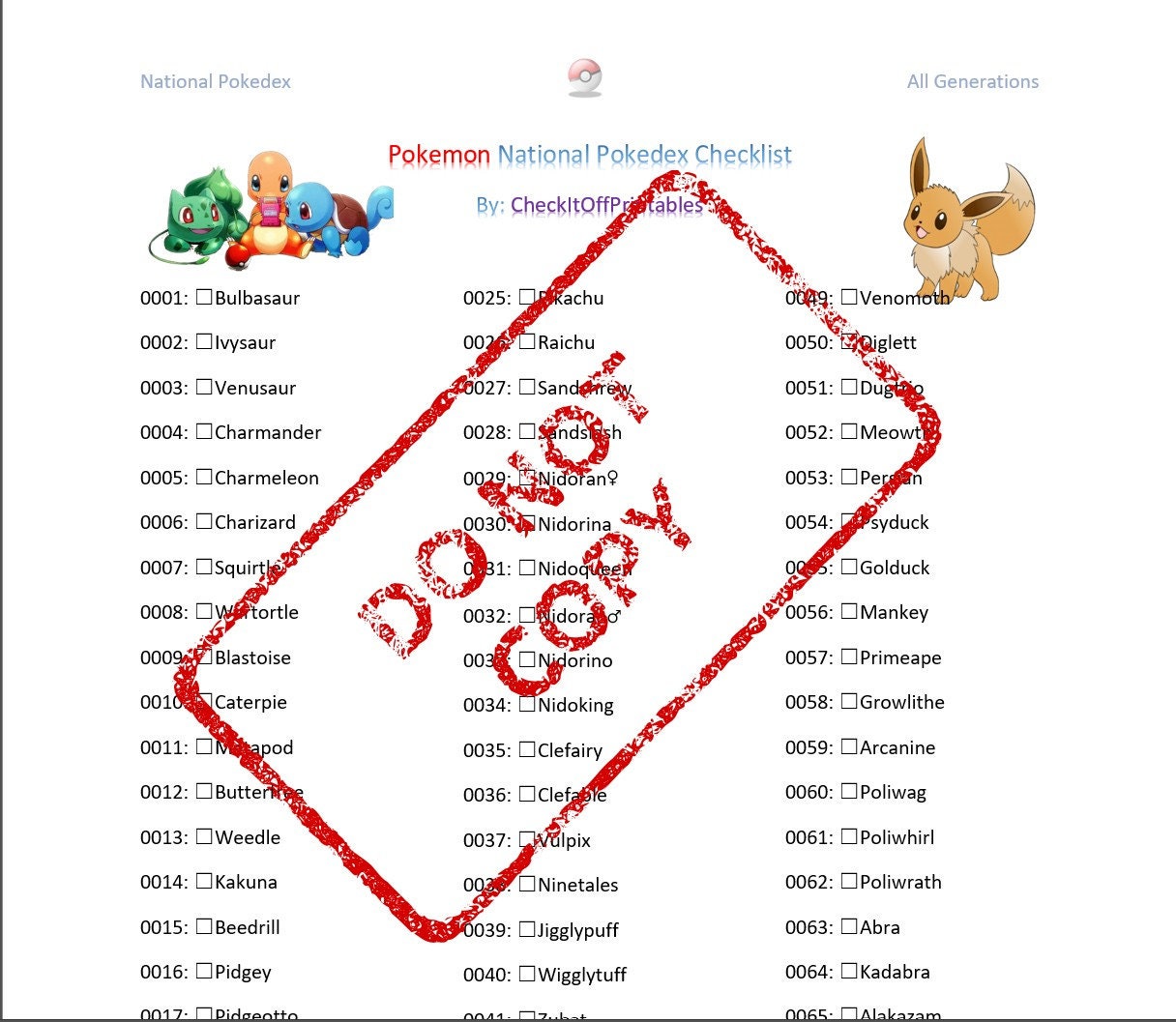 National Pokedex Checklist Printable Pokemon GO Tips For Completing