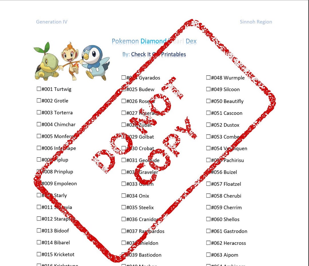 The Sinnoh Pokemon Diamond and Pearl Checklist: Unearth the Shimmering ...