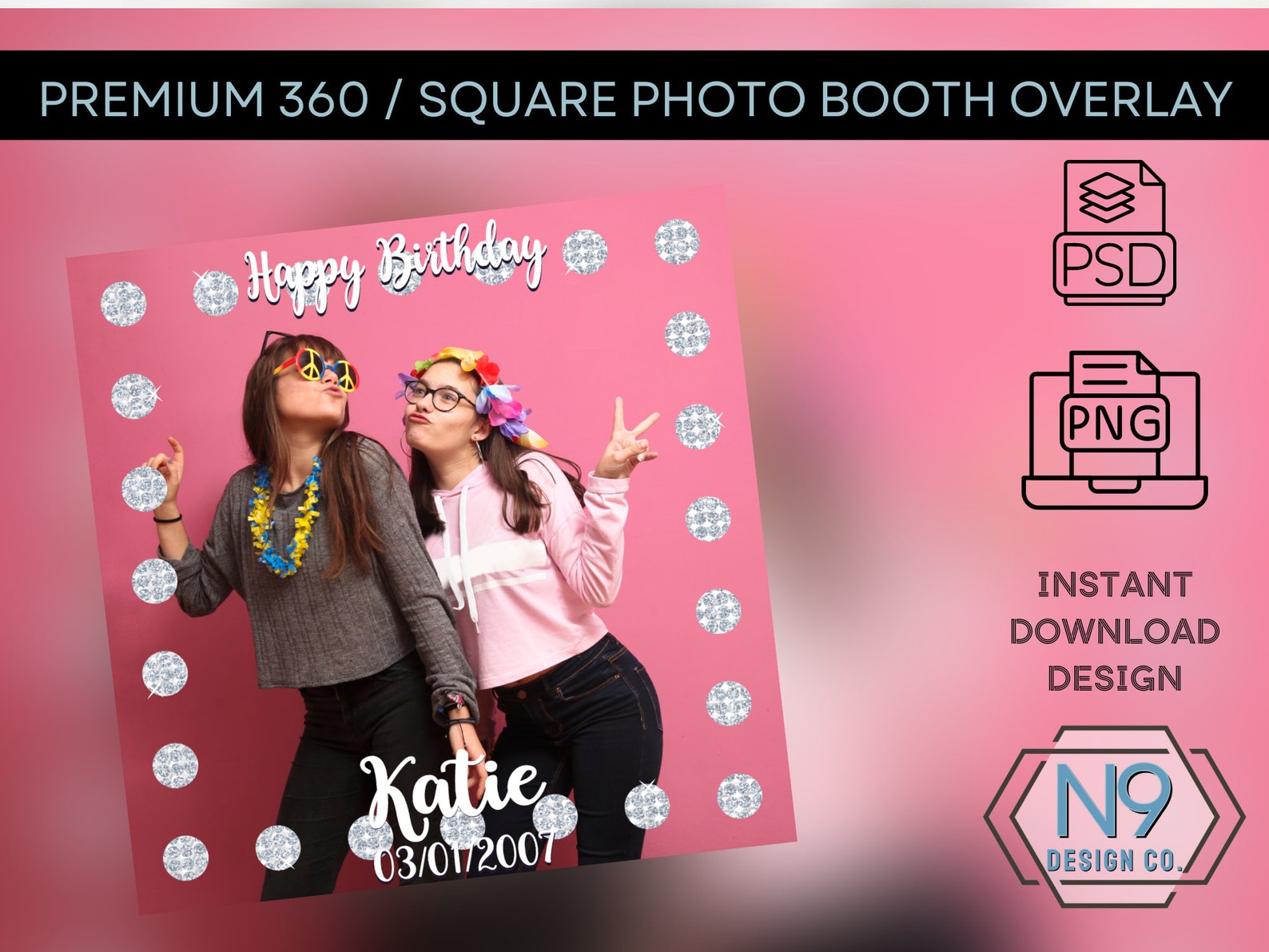 360 Photo Booth Overlay Template | Square Photo Booth Overlay | Party ...