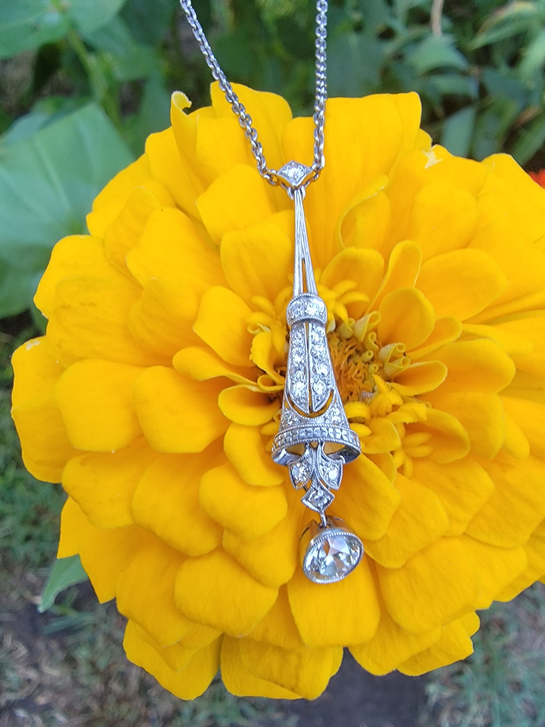 Platinum Edwardian Lavalier Necklace With Diamonds; Bridal/wedding ...