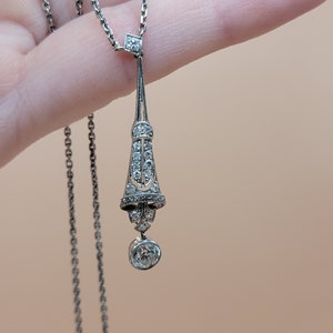 Platinum Edwardian Lavalier Necklace With Diamonds; Bridal/wedding ...
