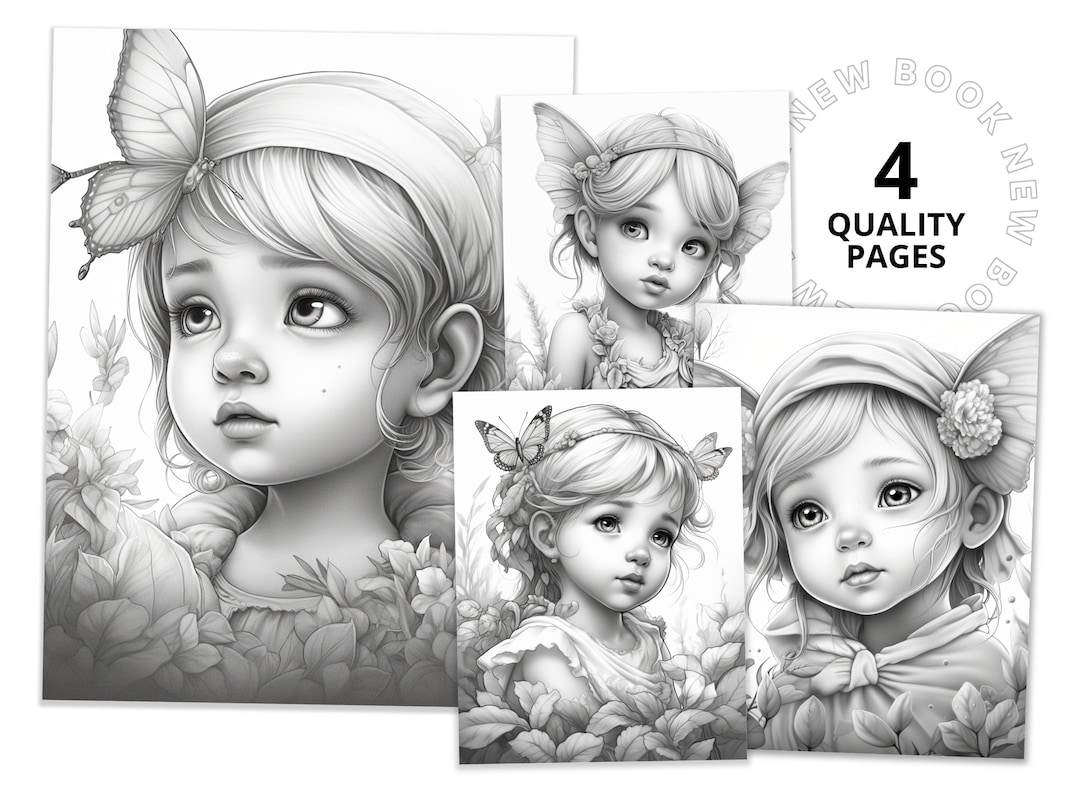 Cute Baby Fairies Coloring Book Printable Coloring Page for Adult ...
