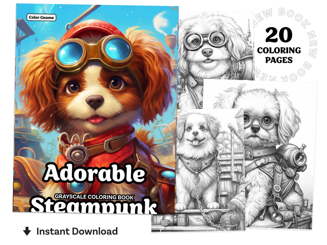 Adorable Steampunk Dogs Vol. 2 Coloring Book Printable - Etsy