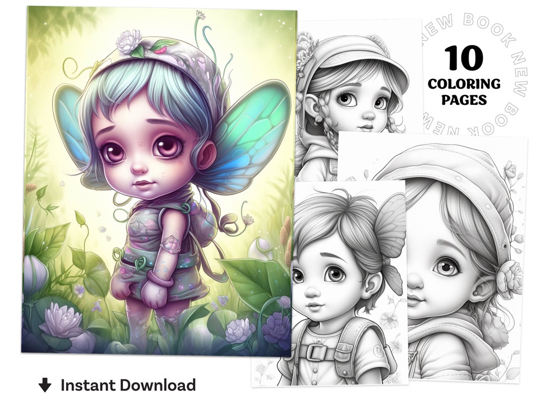 Adorable Fairy Friend Coloring Book Printable Coloring Page - Etsy