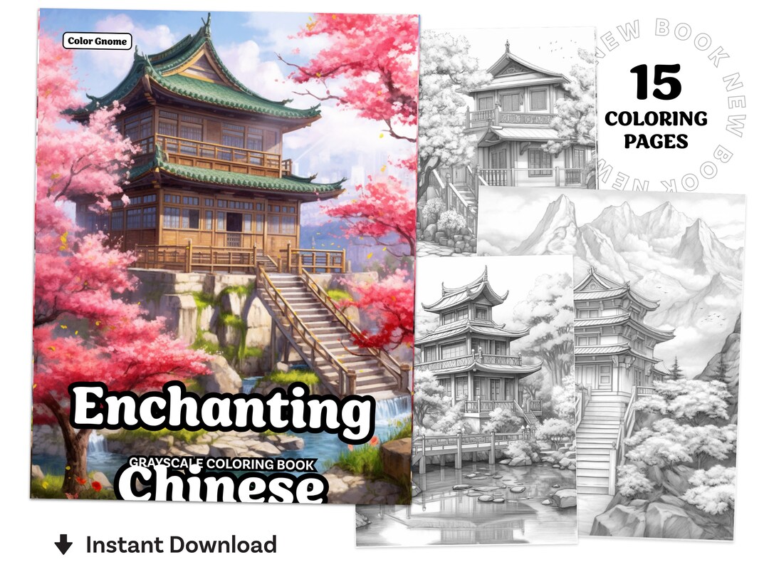 Enchanting Chinese Cottages Coloring Book Printable Coloring Page for ...