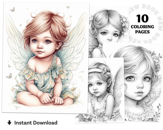 Adorable Baby Angels Coloring Book Printable Coloring Page for Adult ...