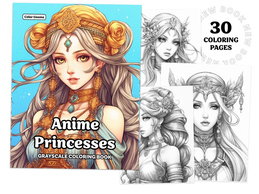 Anime Princesses Coloring Book Printable Coloring Page for Adult ...