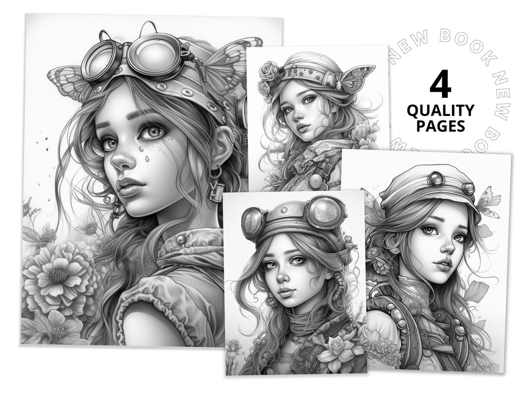 Cute Steampunk Fairies Coloring Book Printable Coloring Page - Etsy