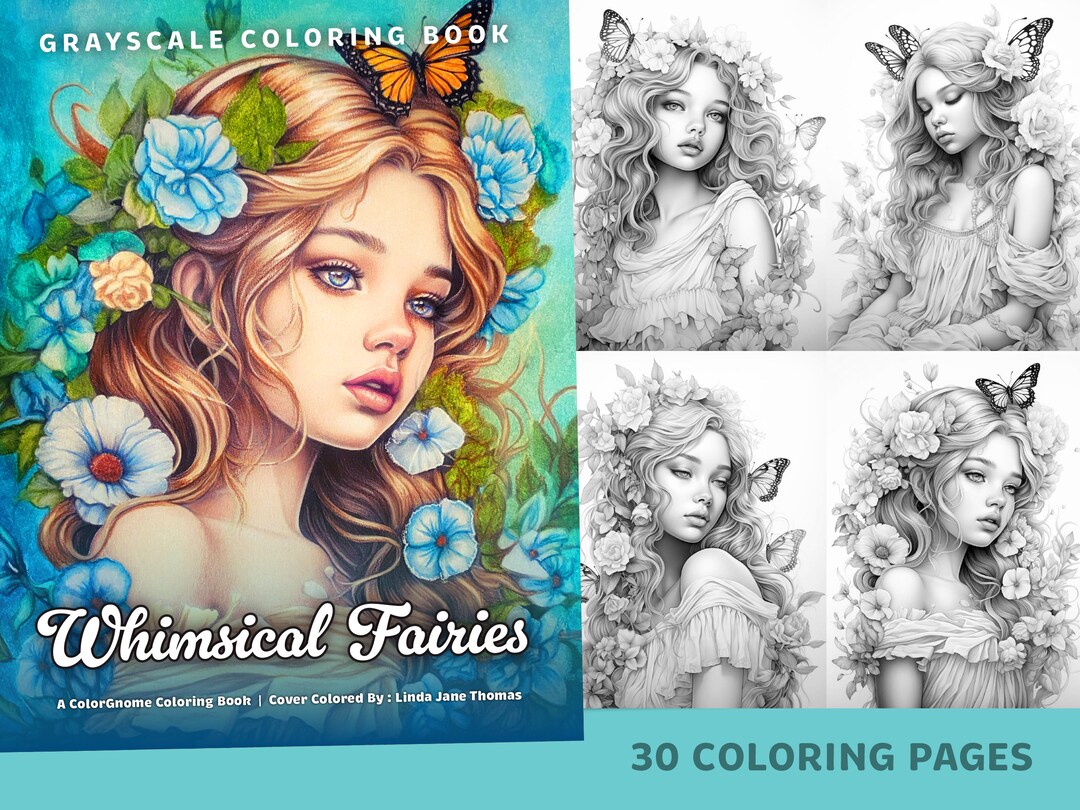 Whimsical Fairies Coloring Book Printable Coloring Page for Adult ...