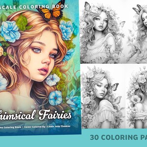 Whimsical Fairies Coloring Book Printable Coloring Page for Adult ...