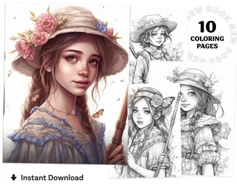 Beautiful Fairies Coloring Book Printable Coloring Page for Adult ...