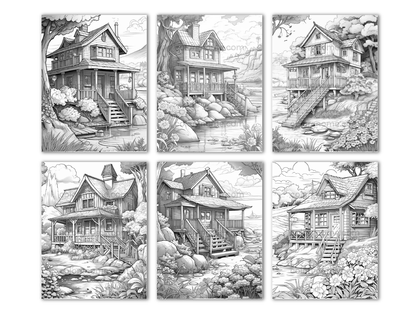 Enchanting Riverside Cottages Vol 2. Coloring Book Printable - Etsy