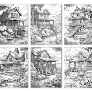 Enchanting Riverside Cottages Vol 2. Coloring Book Printable - Etsy