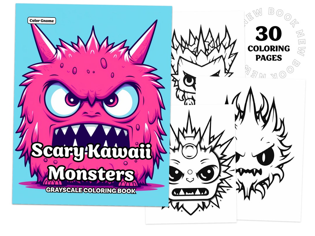 Scary Kawaii Monsters Coloring Book Printable Coloring Page for Adult ...