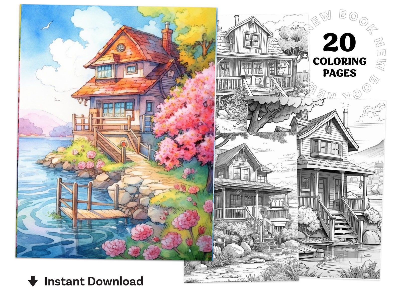 Enchanting Riverside Cottages Vol 2. Coloring Book Printable - Etsy