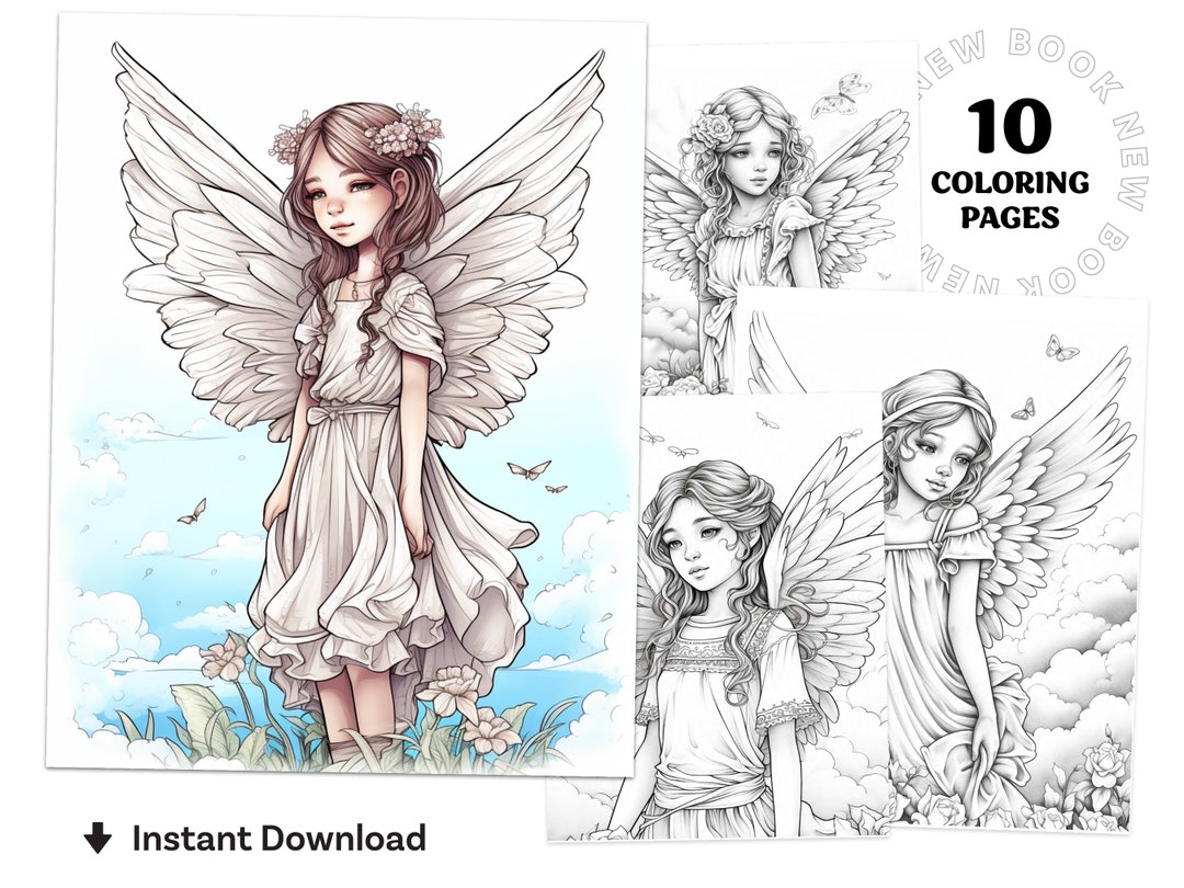Enchanting Garden Angels Coloring Book Printable Coloring Page for ...