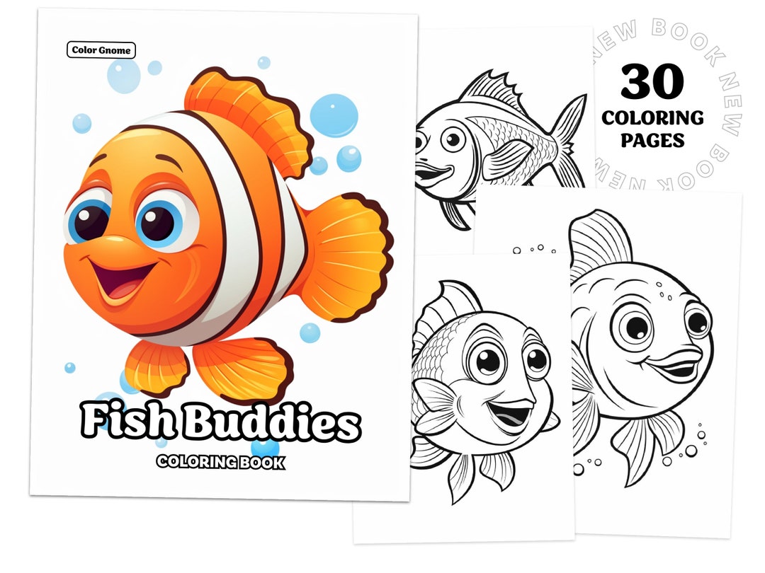 Fish Buddies Coloring Book Printable Coloring Page for Children, Teens ...