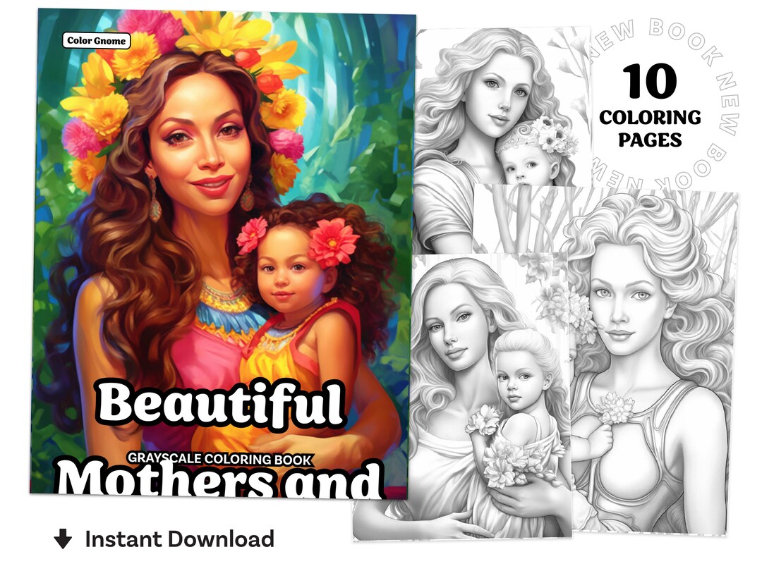 Beautiful Mothers and Daughters Coloring Book Printable Coloring Page ...