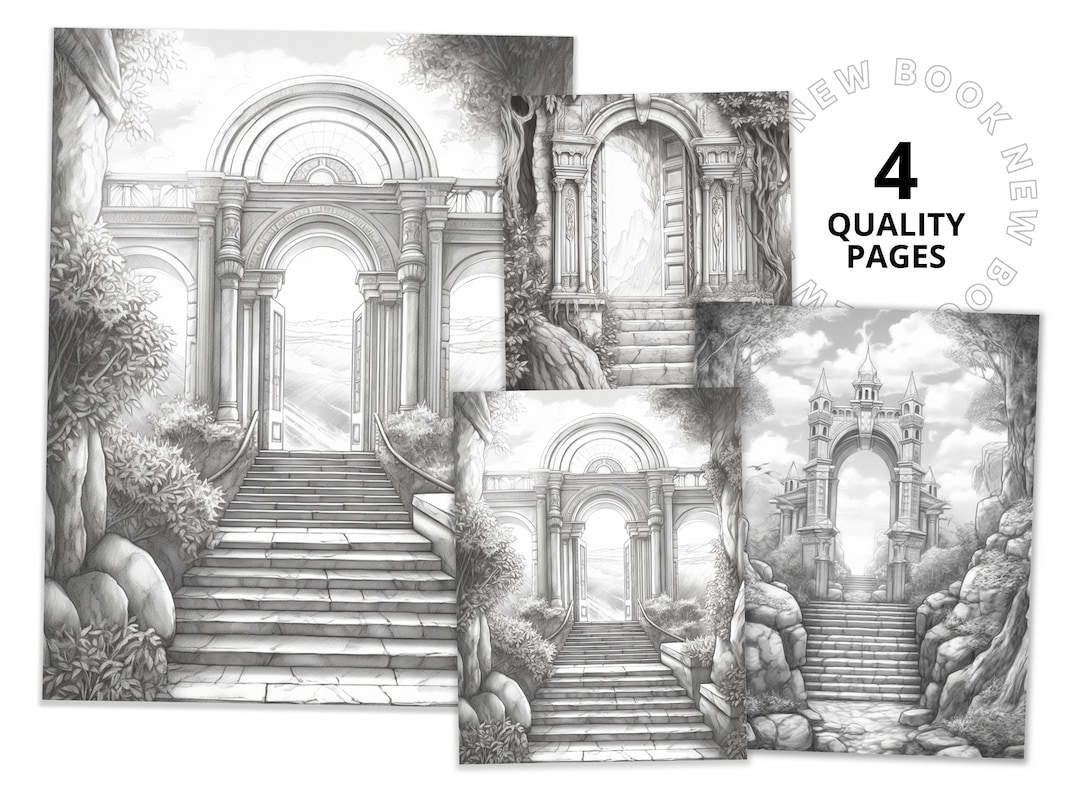 Enchanting Lost Ruins Coloring Book Printable Coloring Page for Adult ...