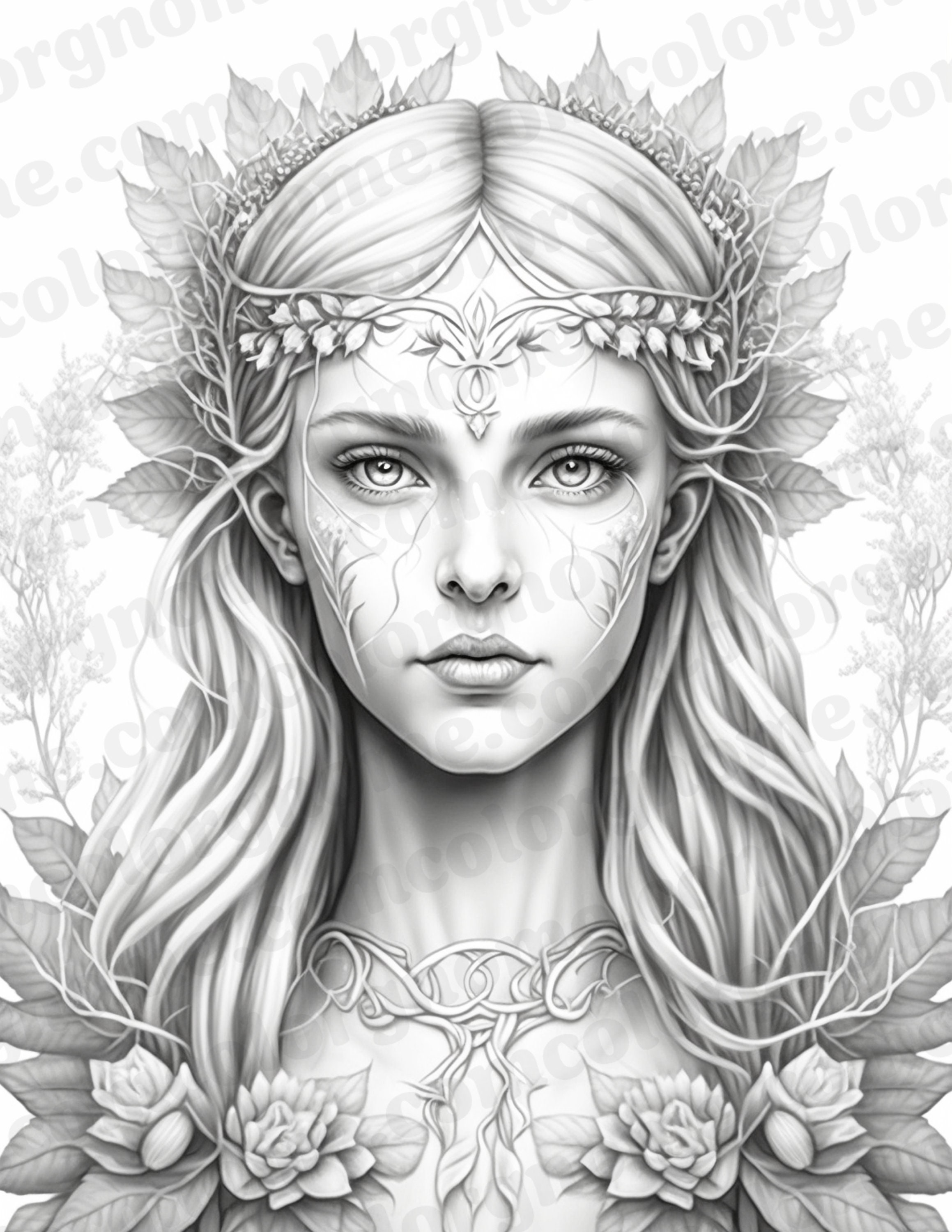 Fairy Queen Fantasy Coloring Page Printable Coloring Page for - Etsy Canada