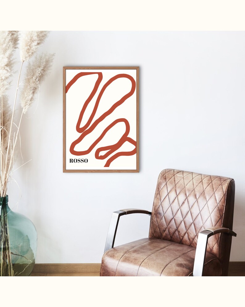 Rosso red Squiggly Line on Ivory Background Digital Download - Etsy