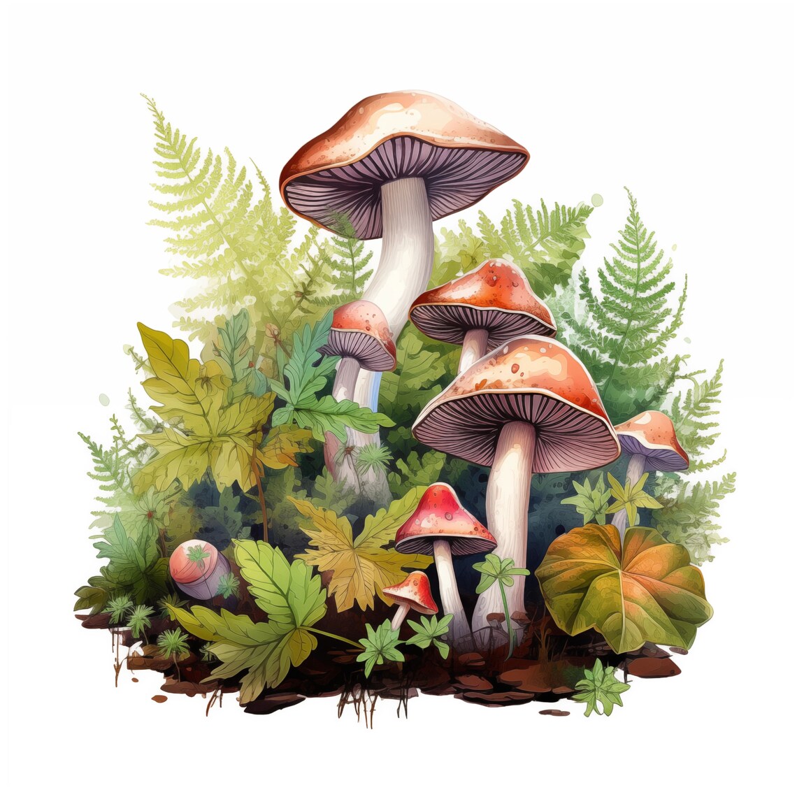 Watercolor Mushrooms Clipart Variety of Toadstool Clip Art Set of 5 ...