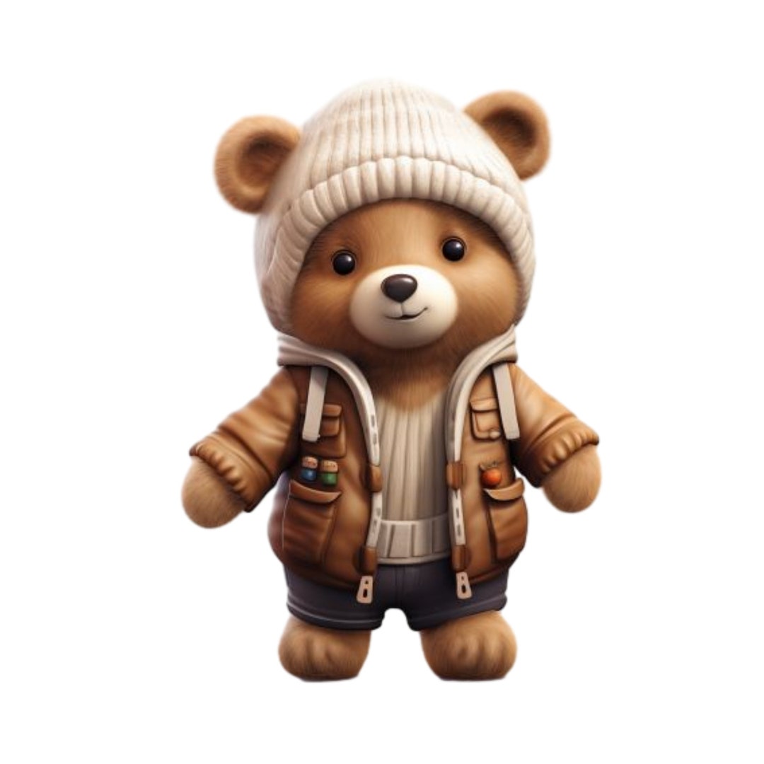 No Hibernation for Me Adorable Brown Bear in Winter Coat Clipart for ...